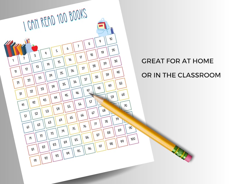 100 Book Reading Challenge Printable, Kids Reading Log (digital ...
