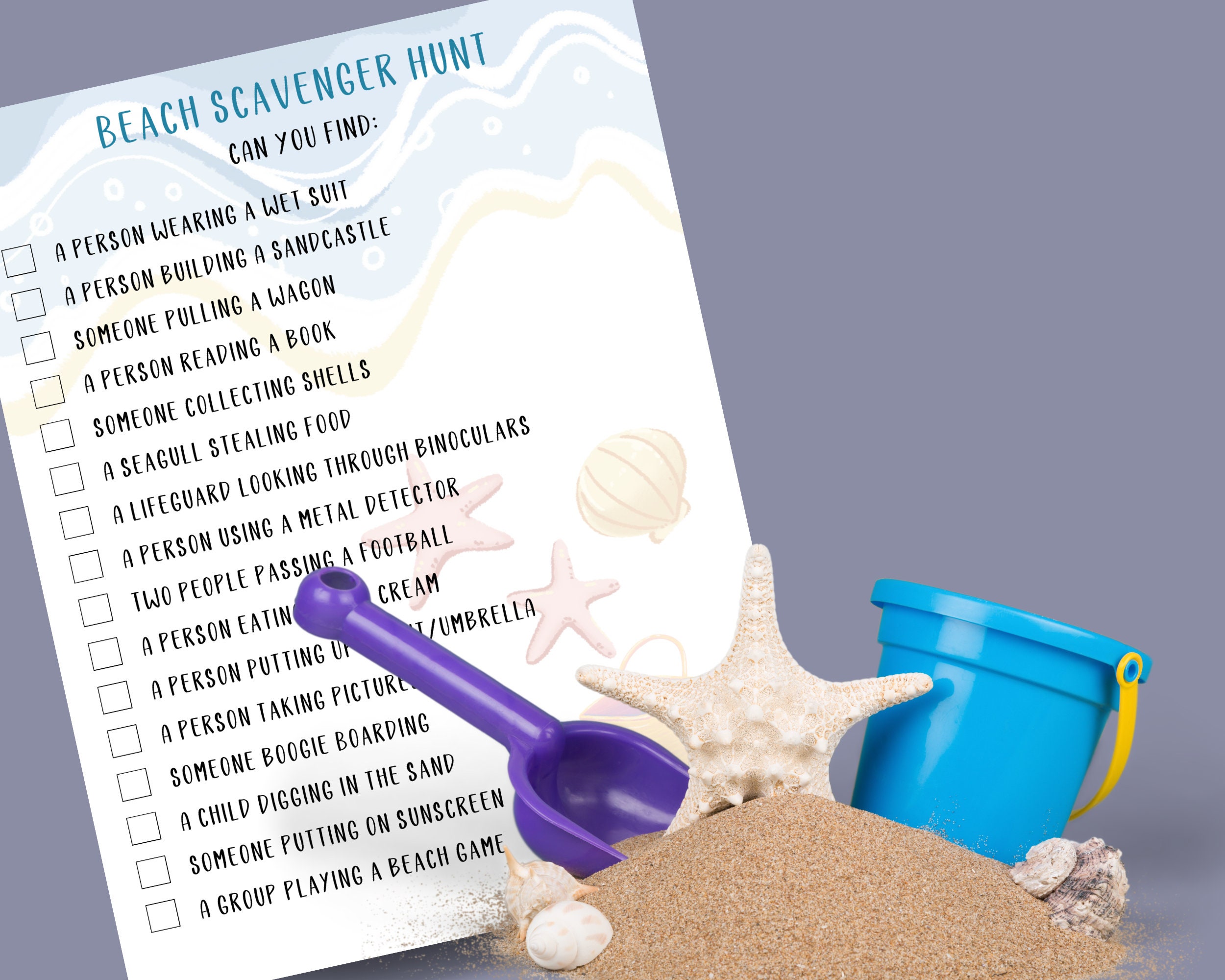 Beach Scavenger Hunt, Summer Scavenger Hunt at the Beach, Printable ...