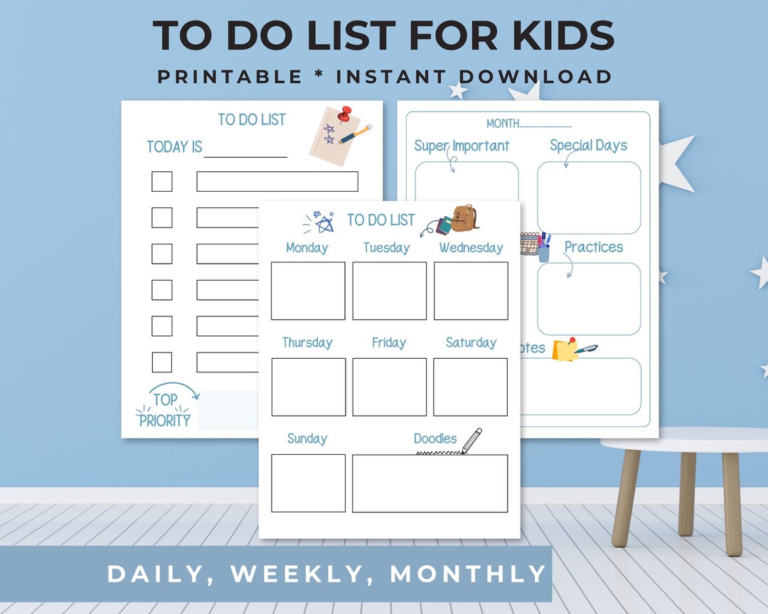 Kids Checklist, School Day List, Printable to Do List, Kids Planner ...