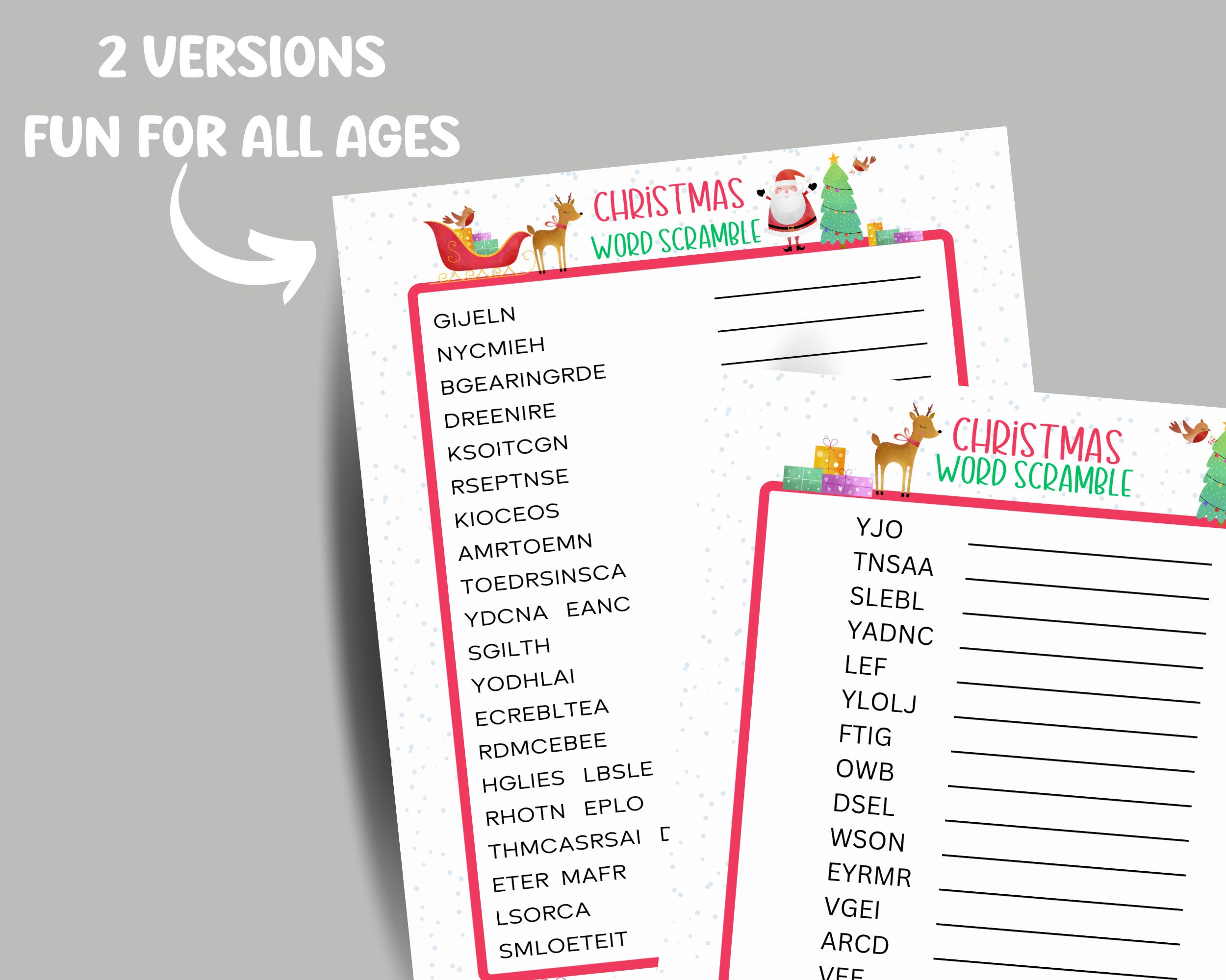 Christmas Word Scramble, Printable Holiday Word Scramble, Holiday ...