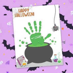 Halloween Cauldron Handprint Art, Spooky DIY Craft, Preschool Daycare ...
