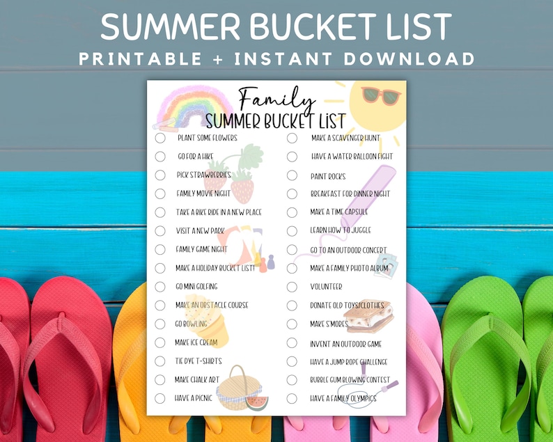 Summer Family Bucket List, Summer Vacation Activity, Kid's Summer ...