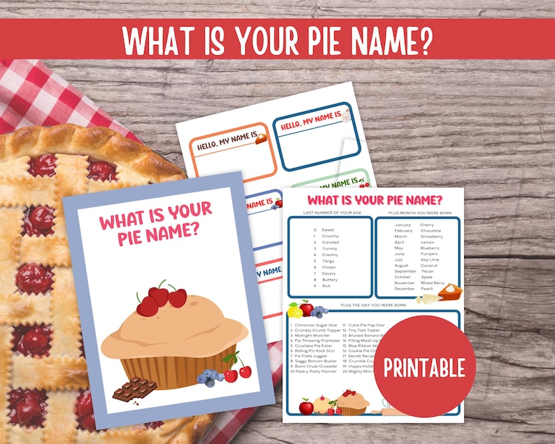What is Your Pie Name, Pie Name Game, Family Reunion Game, National Pie ...