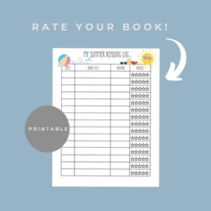 Summer Reading Log, Daily Reading Chart, Reading Minutes Log, Book Log ...
