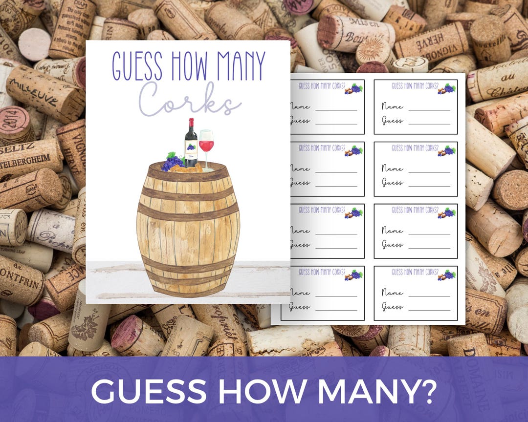 Guess How Many Corks, Wine Party Game, Guess How Many Cards, Bridal ...