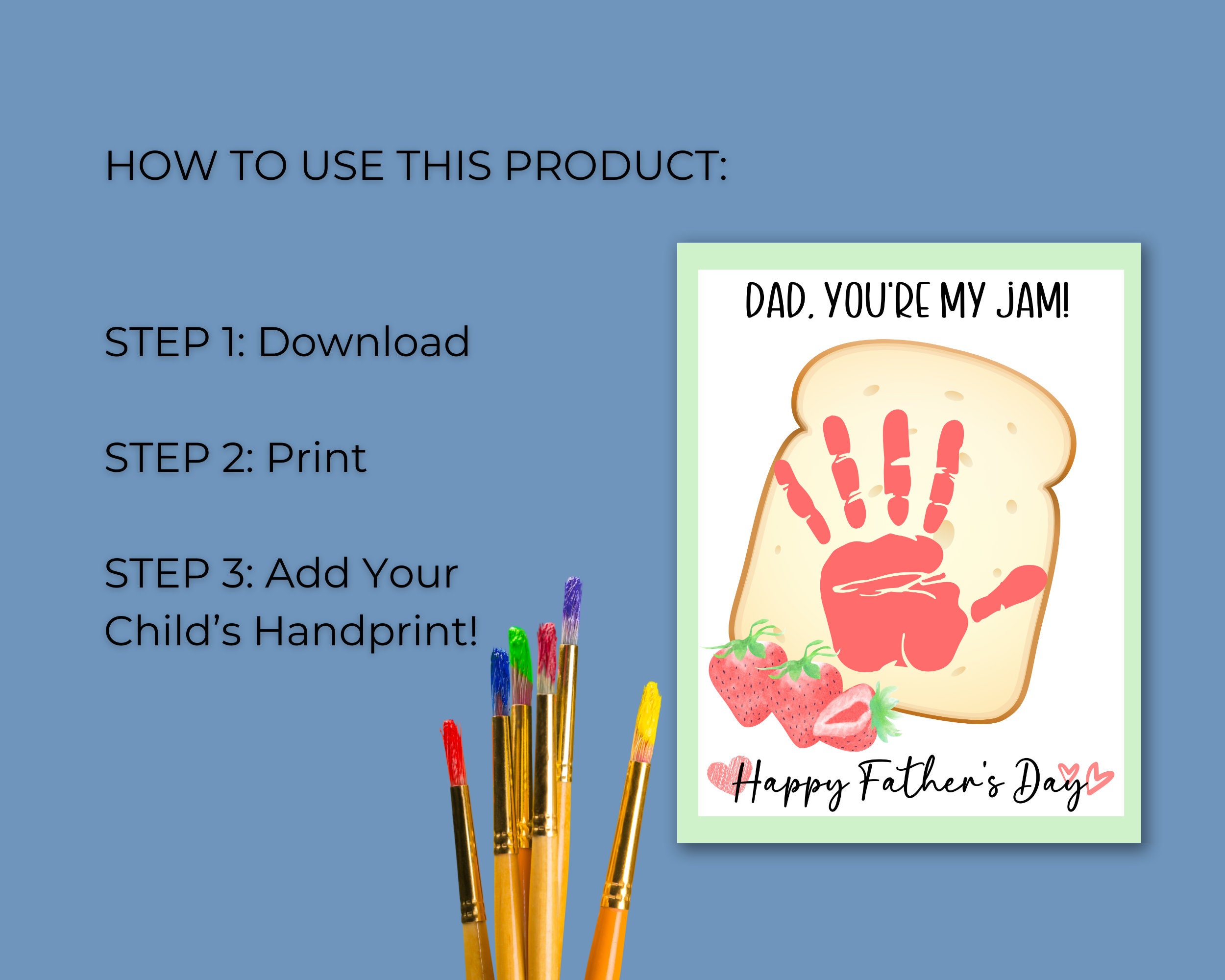 Printable Father's Day Handprint Craft, Father's Day Card From Kid ...