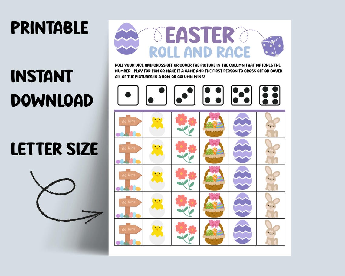 Easter Dice Game, Printable Roll and Race Game for Kids and Families ...