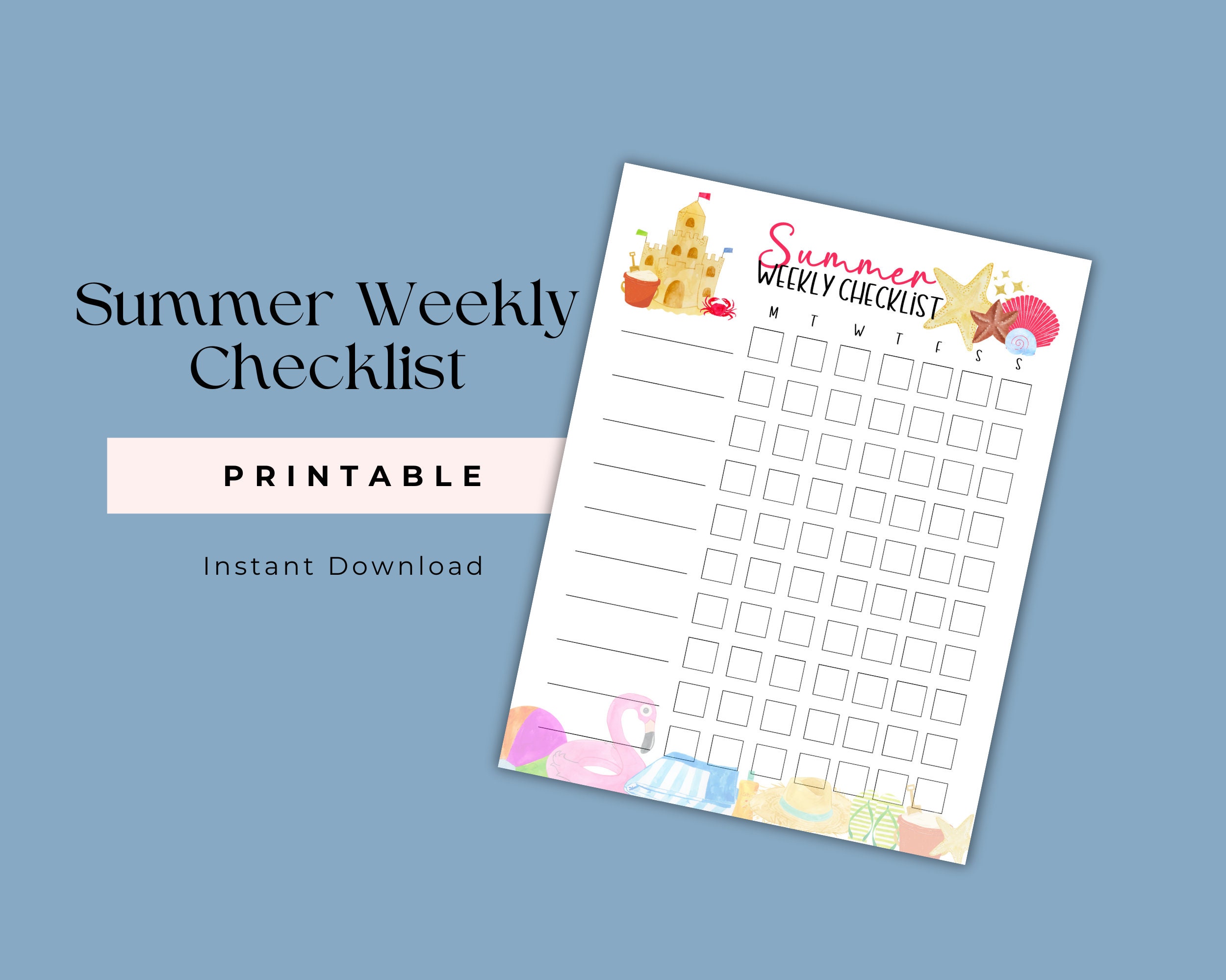Summer Checklist Printable, Summer Daily Checklist, Summer Daily Task ...