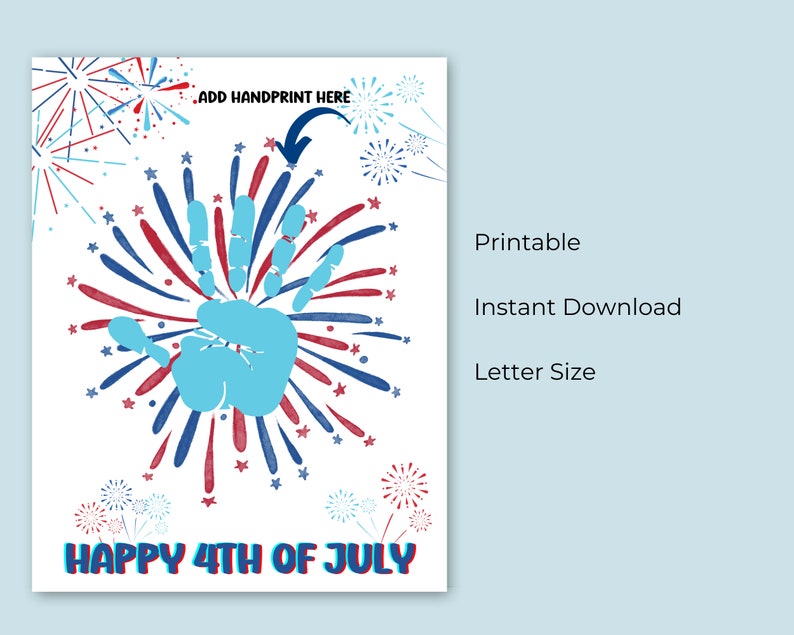 Fourth of July Handprint Art, Fireworks Handprint Art,happy 4th of July ...