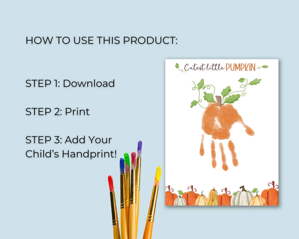 Pumpkin Handprint, Fall Handprint Art, Autumn Handprint, Pumpkin ...