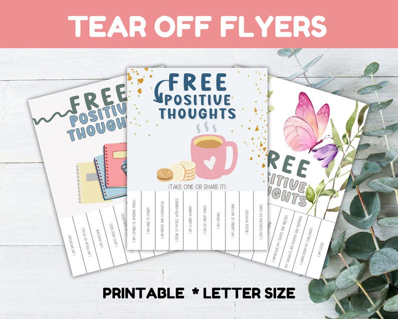 Positive Affirmations Poster, Positive Thoughts Printable, Tear off ...