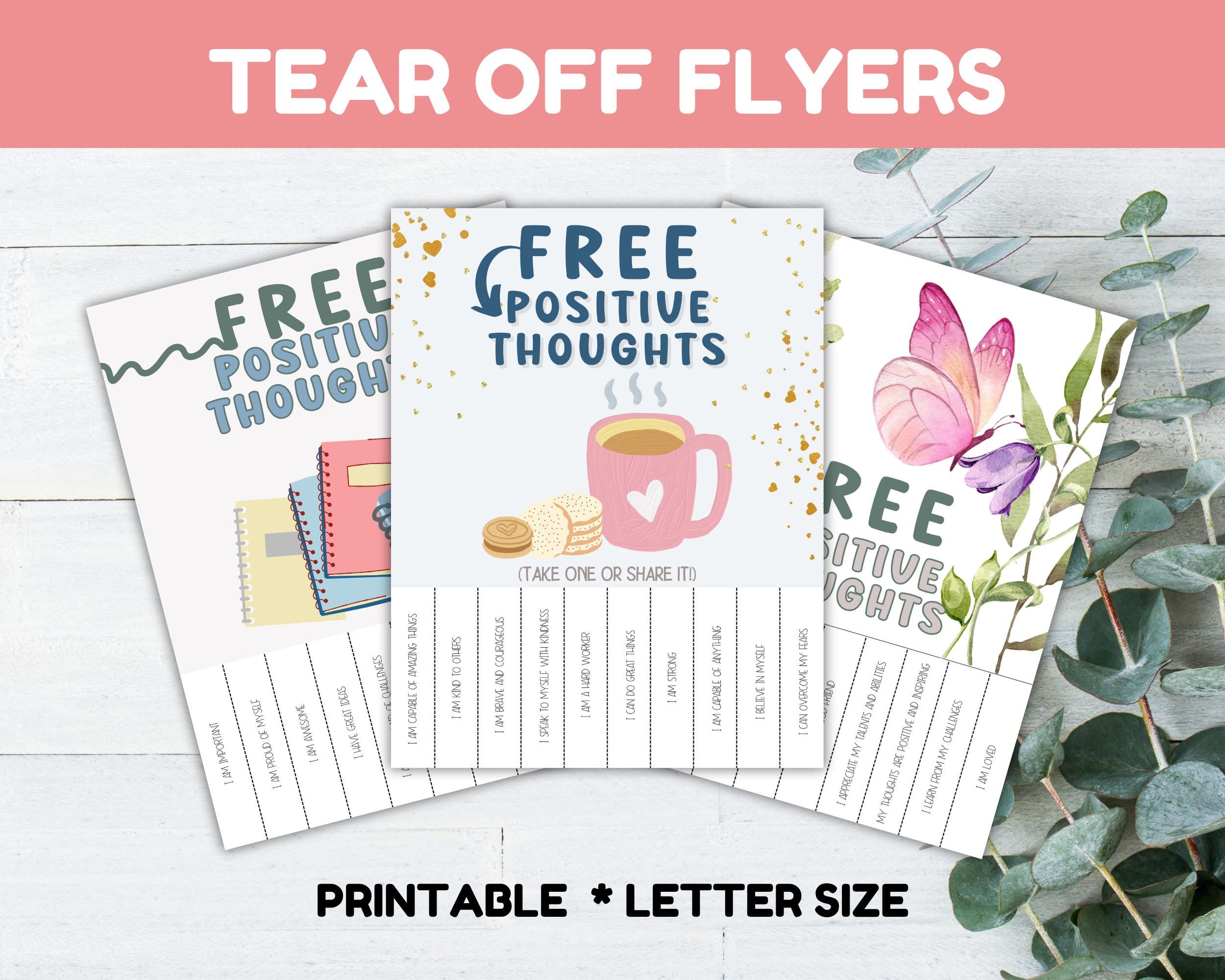 Positive Affirmations Poster, Positive Thoughts Printable, Tear off ...