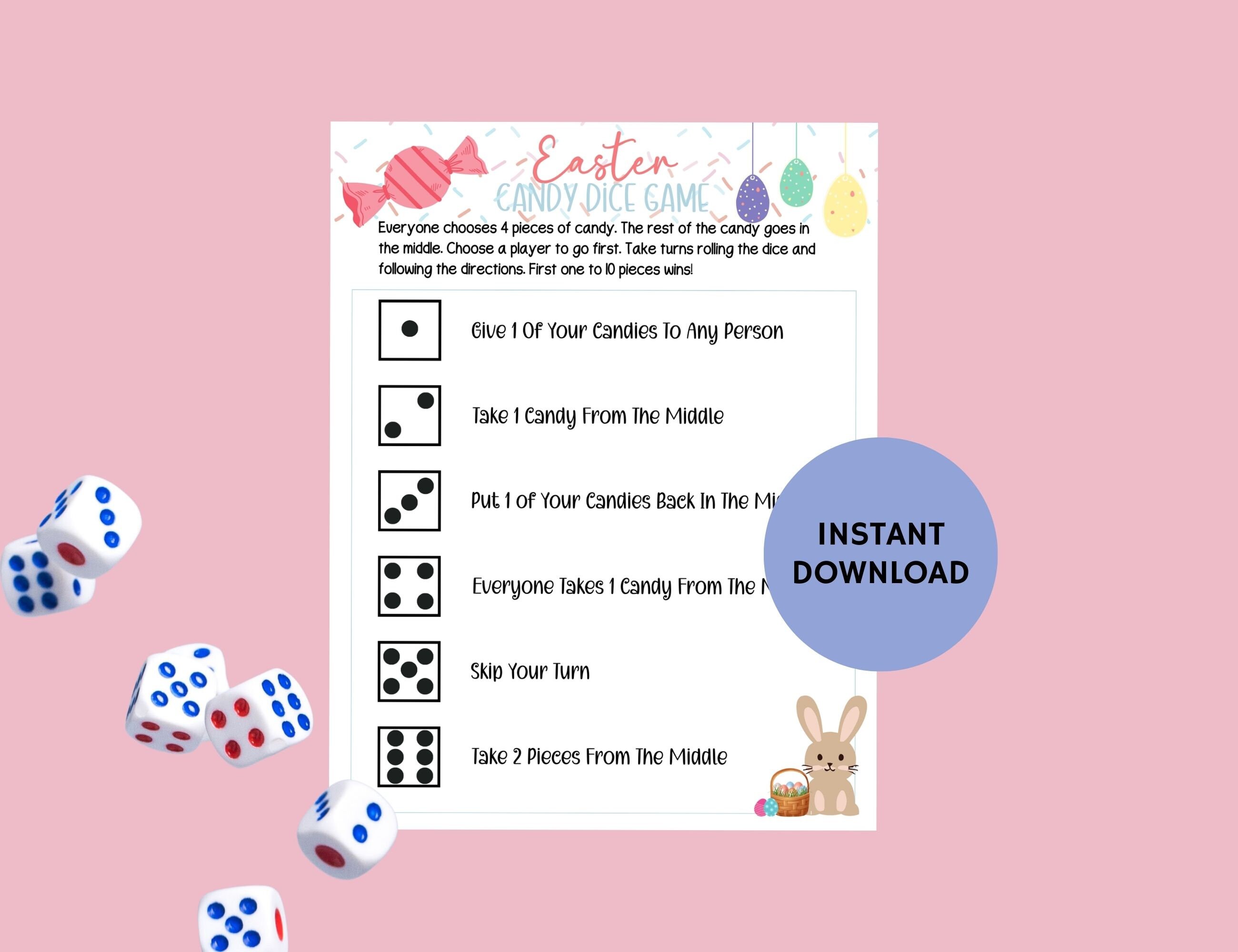 Easter Games for Kids, Easter Coloring Page, Easter Candy Dice Game ...