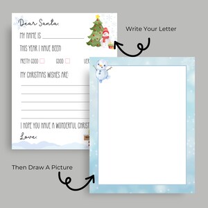 Dear Santa Letter Printable, Christmas Wish List for Kids, Family ...
