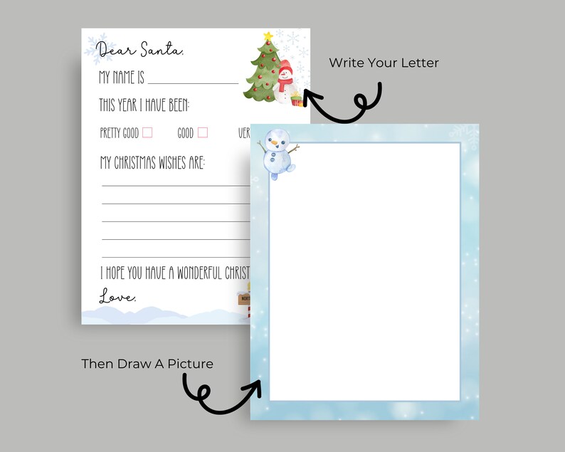 Dear Santa Letter Printable, Christmas Wish List for Kids, Family ...