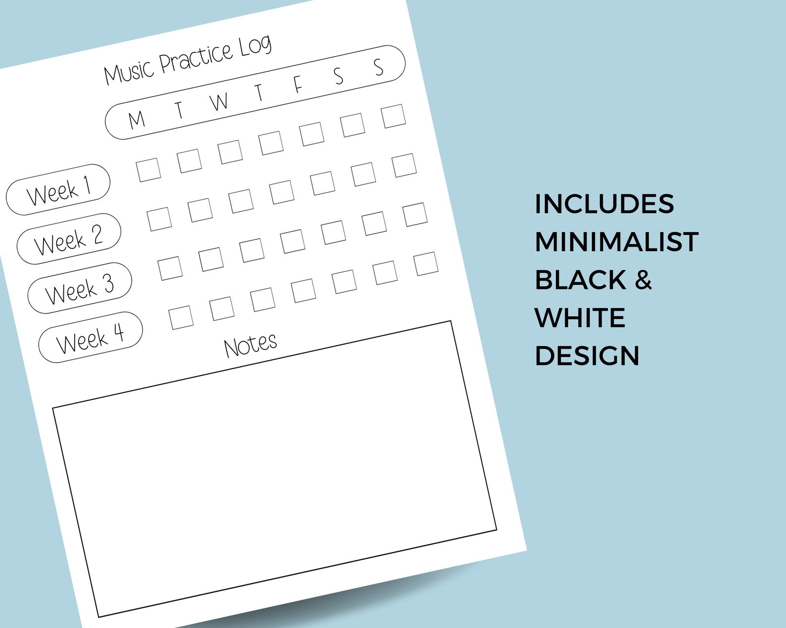 Music Practice Log, Kid's Music Lesson Chart, Piano Practice Tracker ...