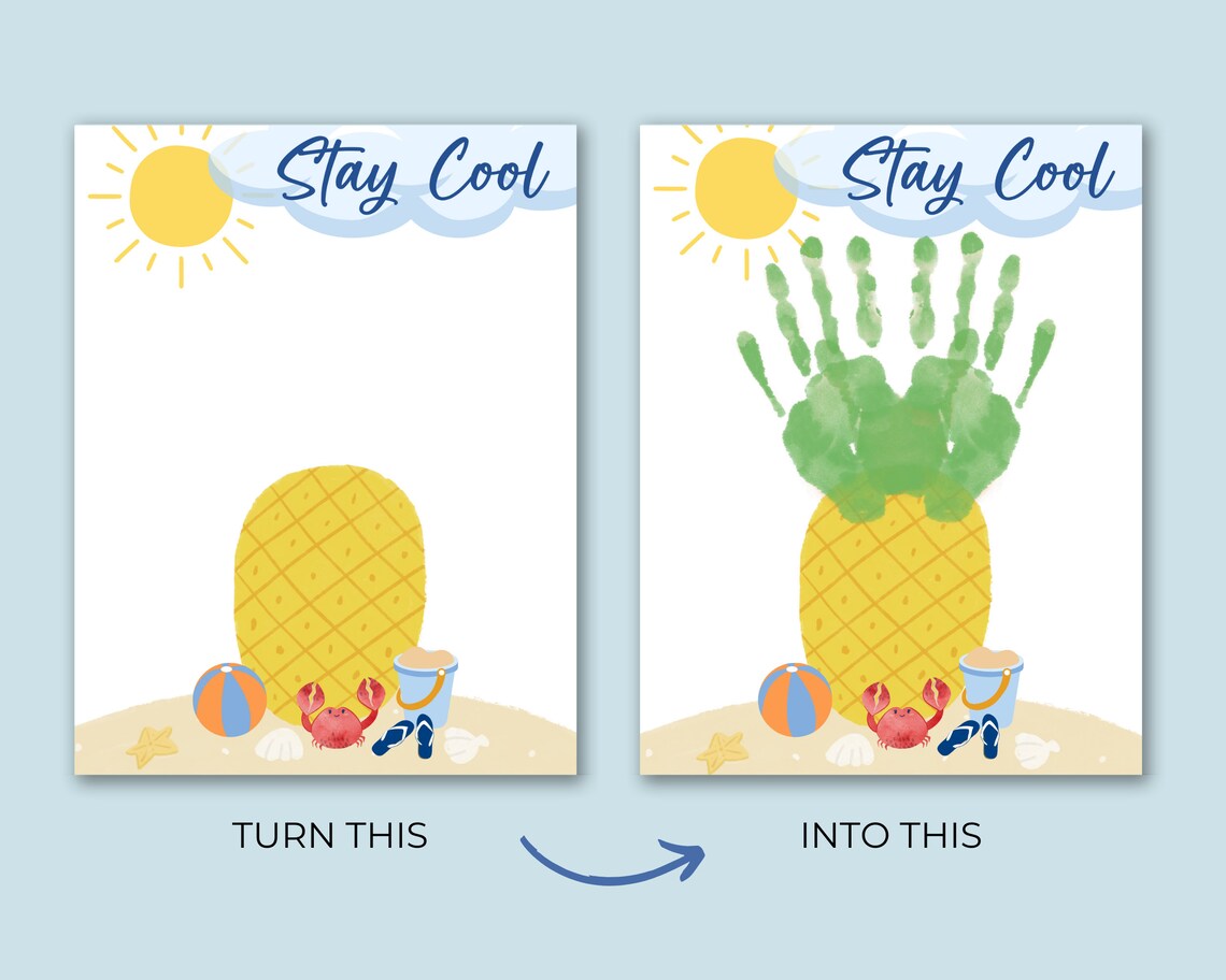 Have A Cool Summer Handprint Art, Pineapple Handprint Craft, Preschool ...