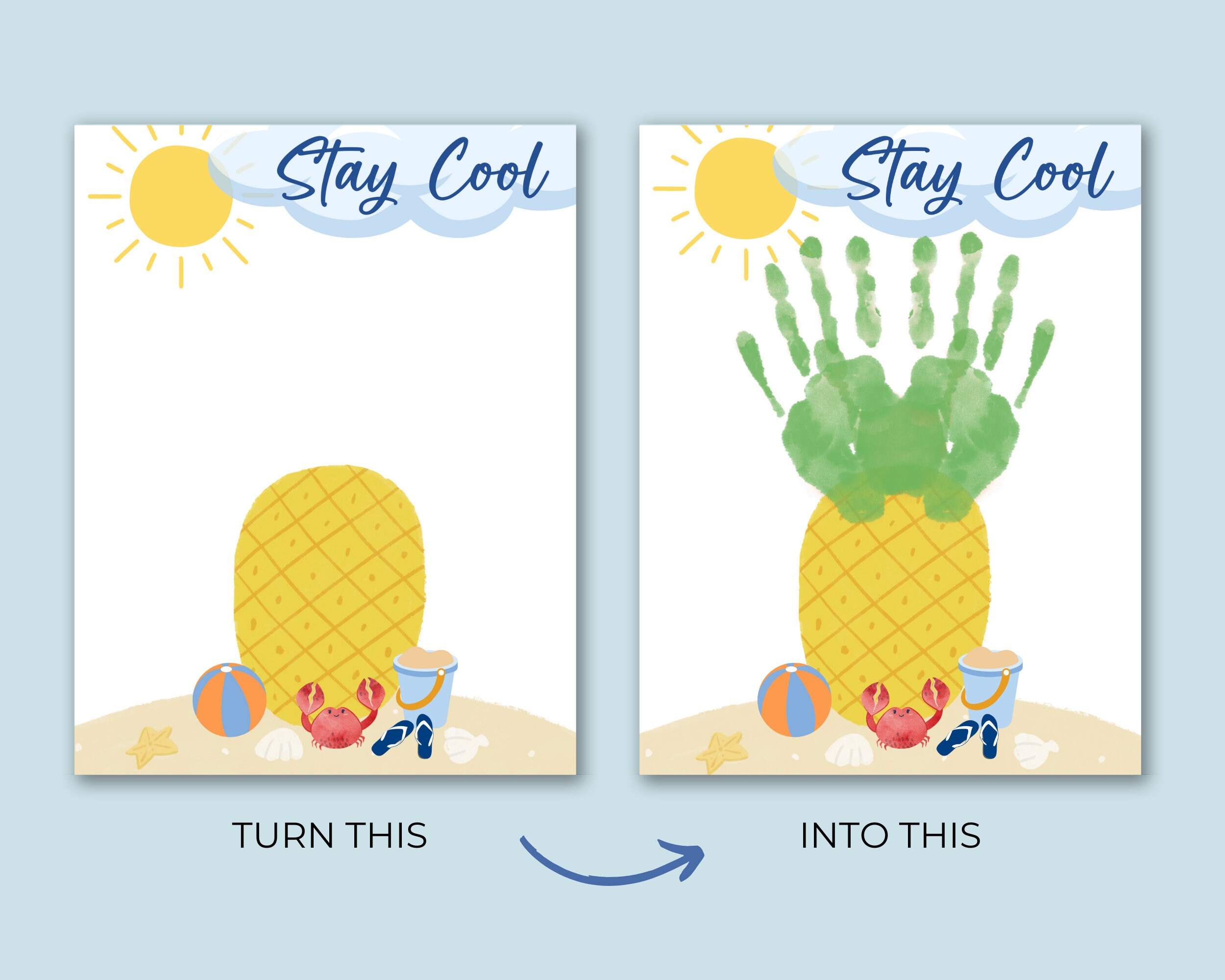 Have A Cool Summer Handprint Art, Pineapple Handprint Craft, Preschool ...