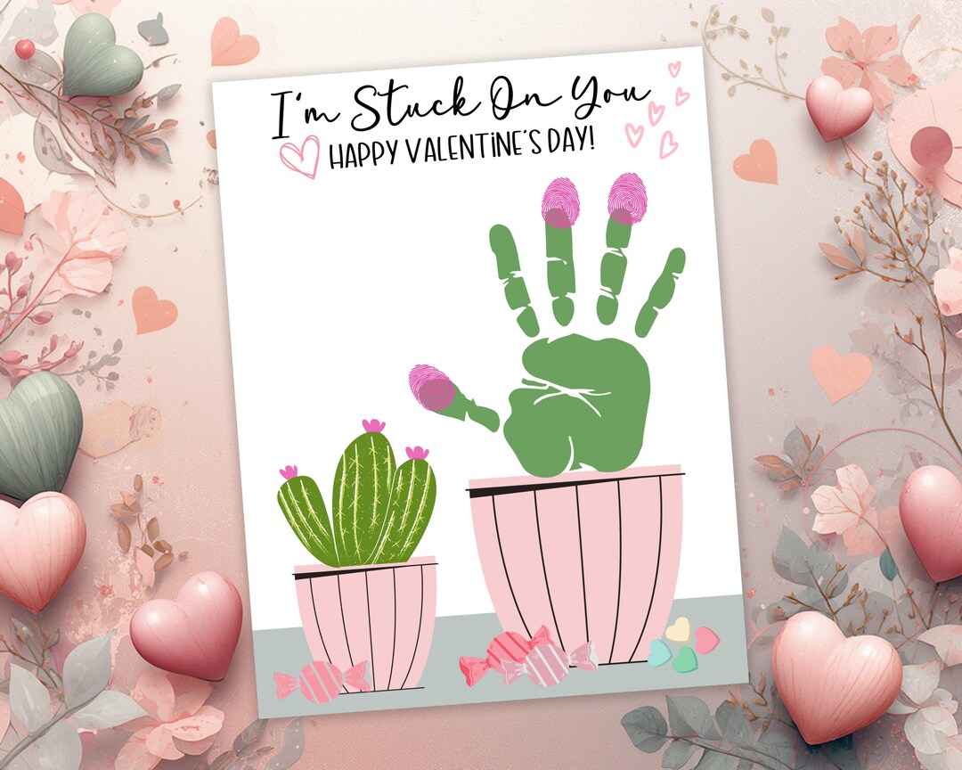 Cactus Valentine Handprint Art, Preschool and Daycare Craft, I'm Stuck ...