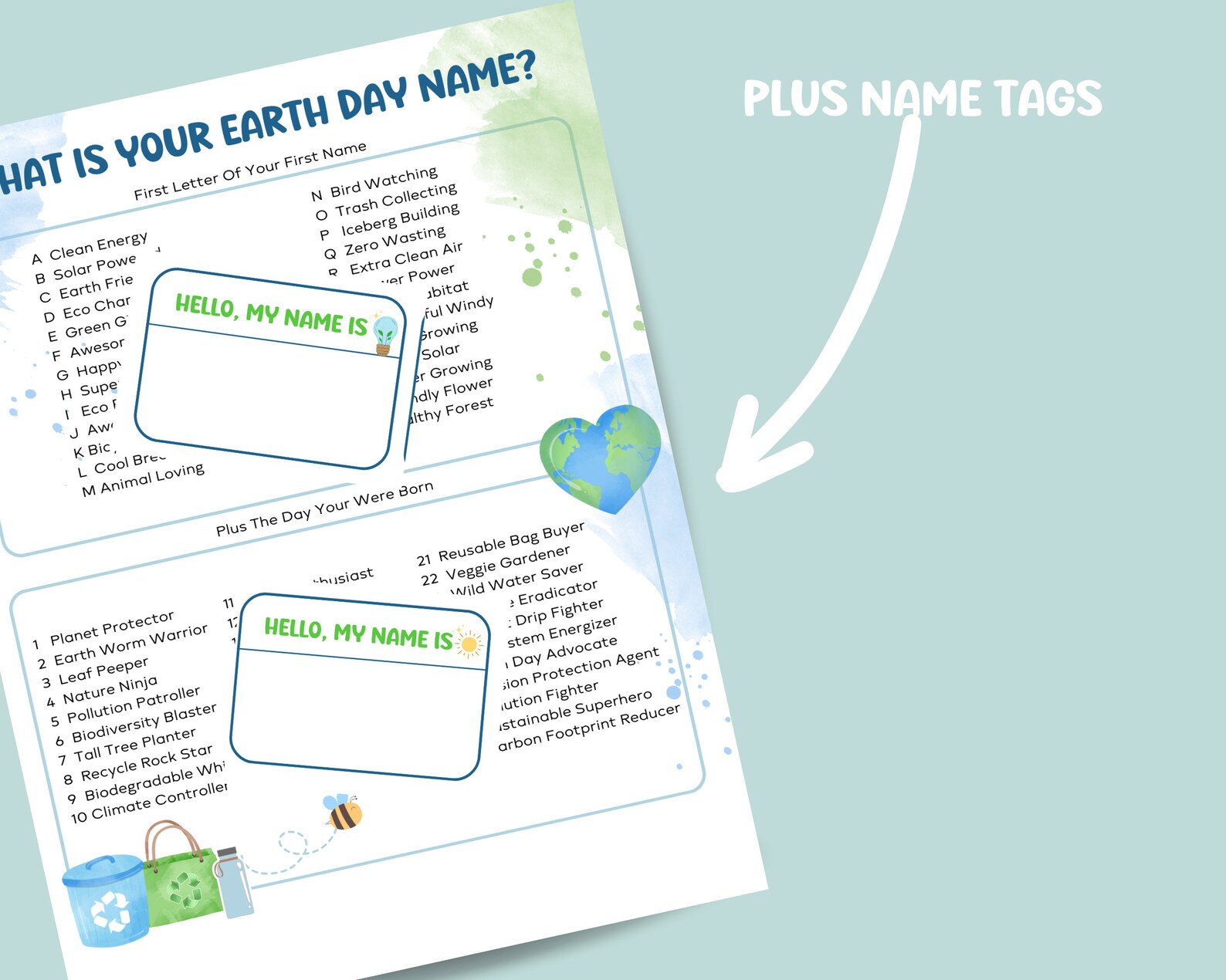 Earth Day Poster,earth Day Name Generator,earth Day Name Tags,earth Day ...