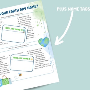 Earth Day Printable, What is Your Earth Day Name, Earth Day Games ...