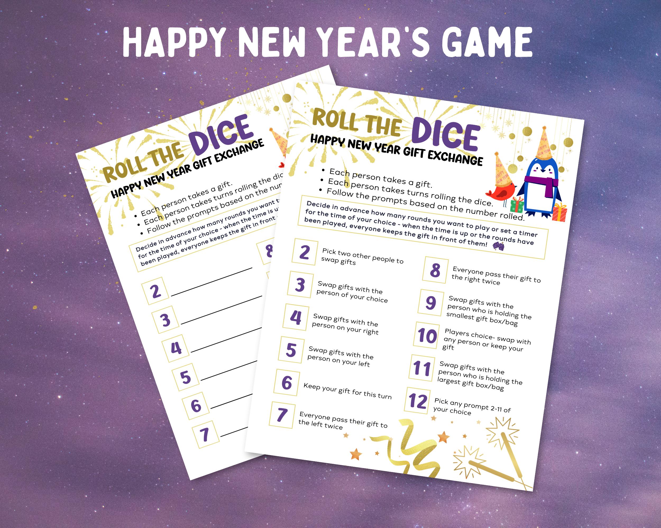 New Years Gift Exchange, Roll the Dice Gift Exchange, New Year's Eve ...