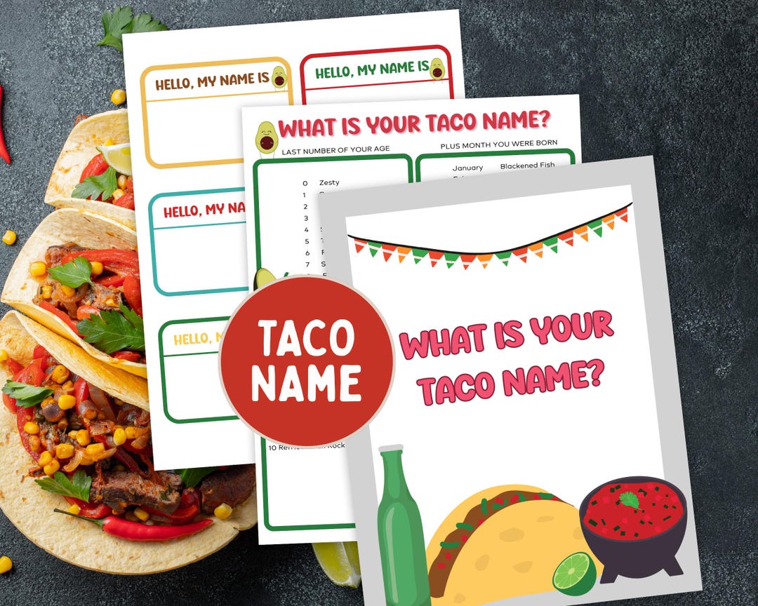 What is Your Taco Name Printable Name Generator, Taco Party Sign, Cinco ...