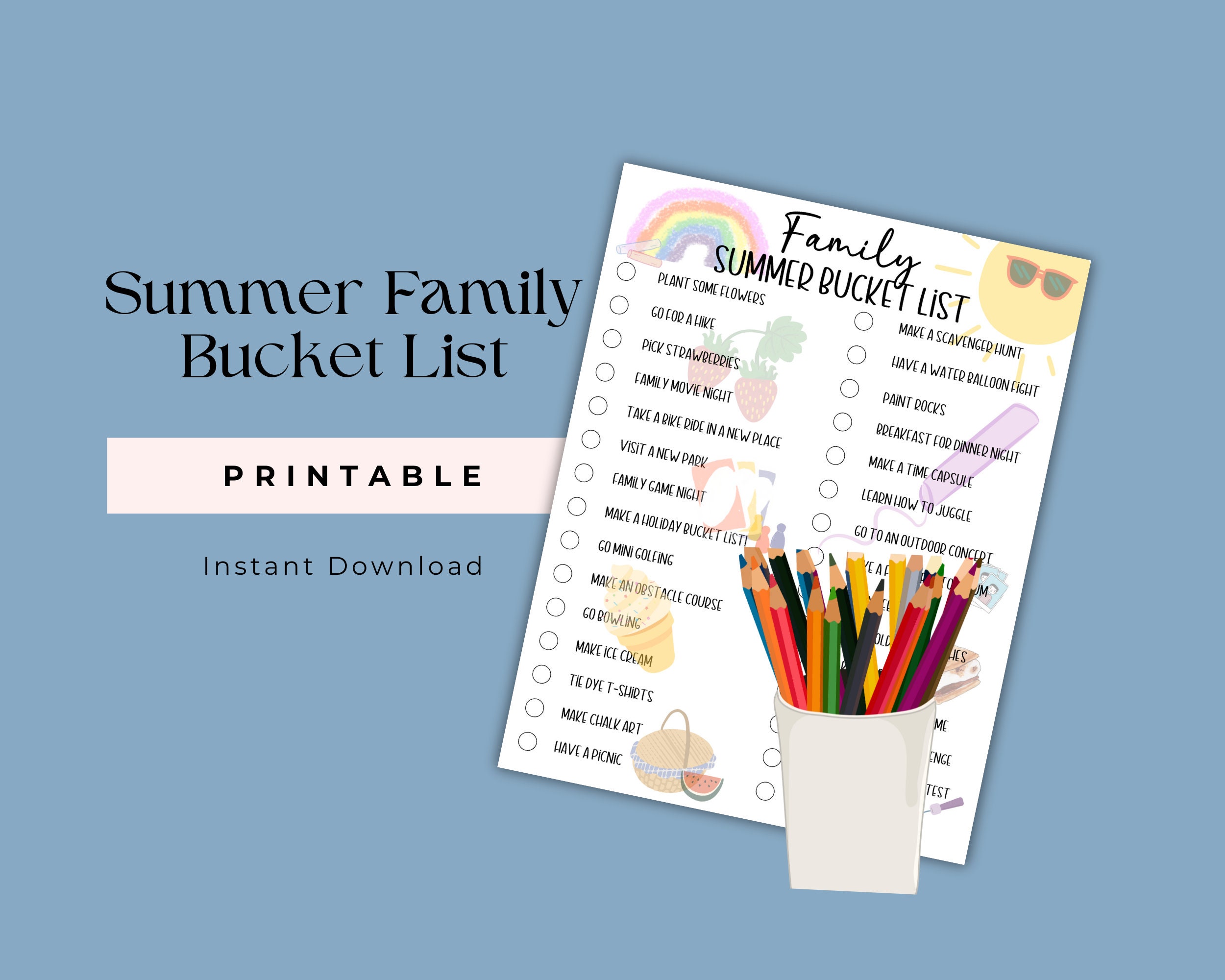 Family Summer Bucket List, Summer Vacation Activity, Kid's Summer ...