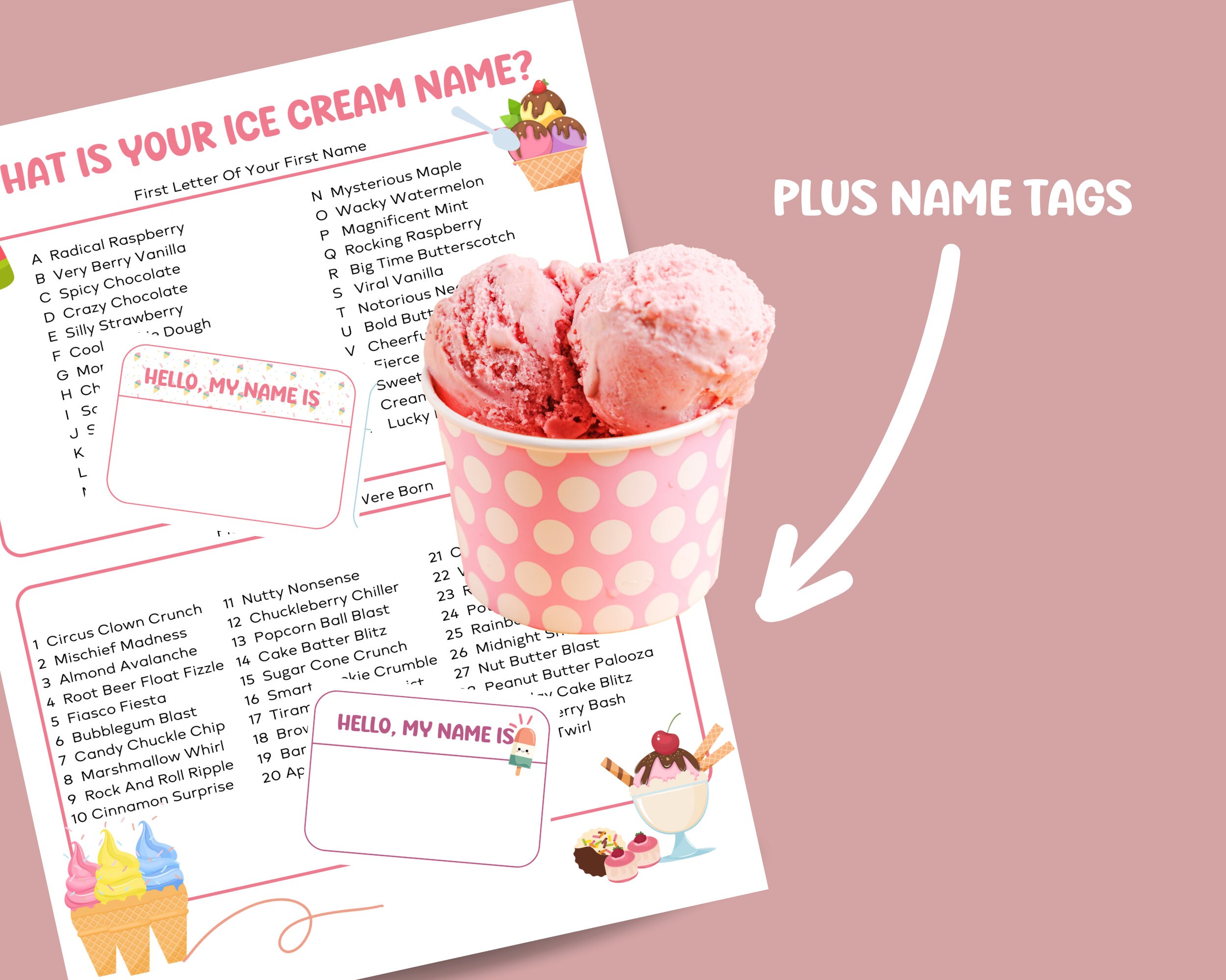 Ice Cream Name Game, What is Your Ice Cream Name, Birthday Party Game ...