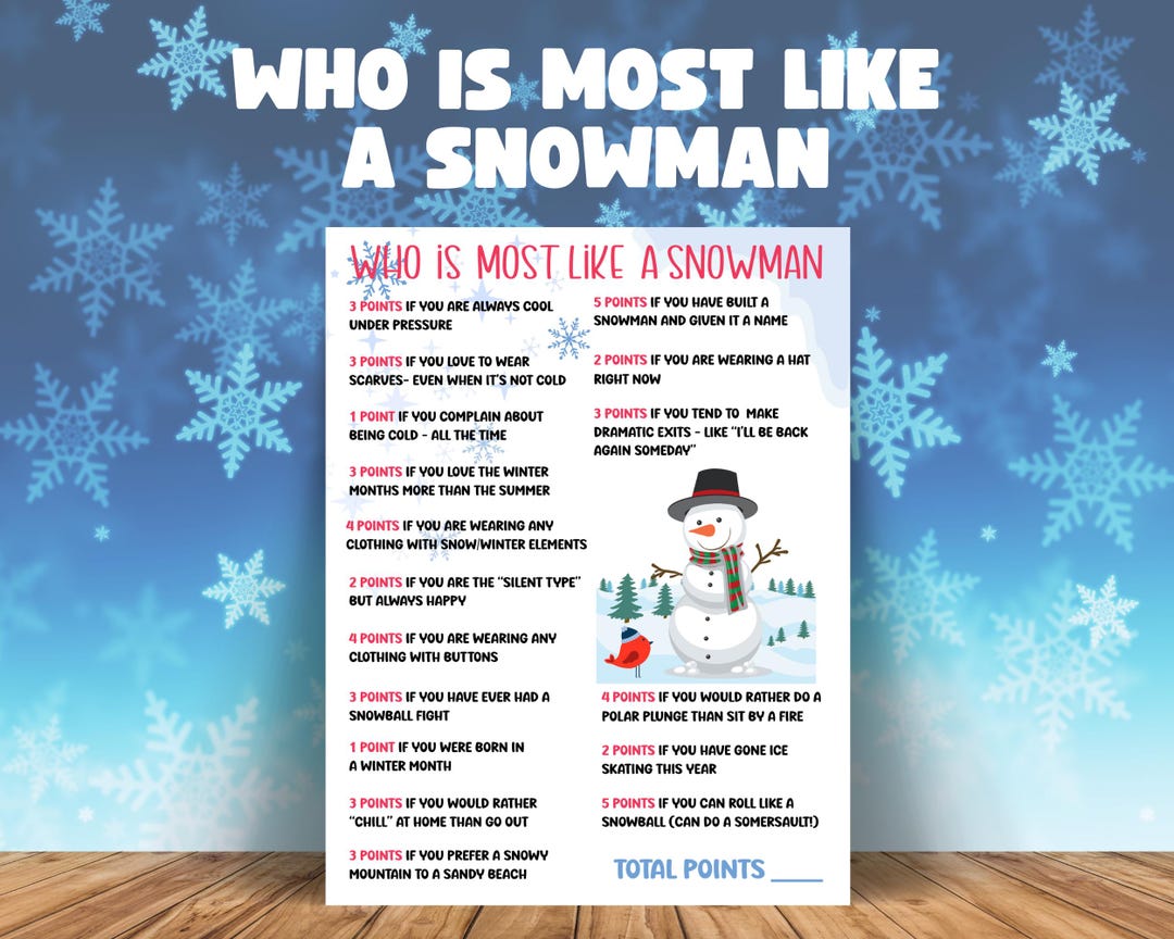 Who is Most Like A Snowman, Snowman Games, Snowman Printable ...