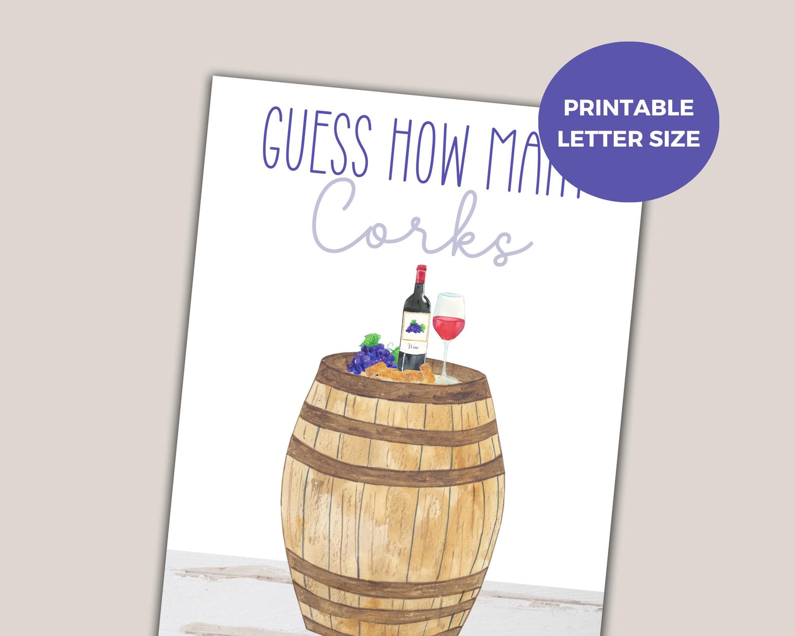 Guess How Many Corks, Wine Party Game, Guess How Many Cards, Bridal ...