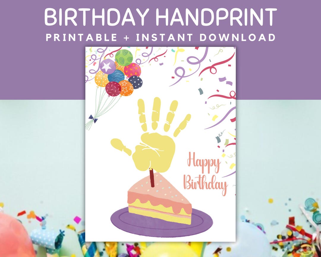 Happy Birthday Handprint Card, Birthday Card From Kids, Handprint Card ...