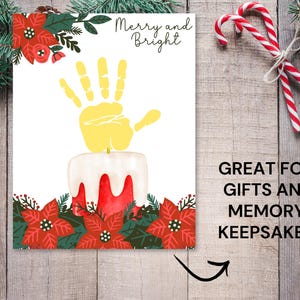 Christmas Candle Handprint Art, Holiday Keepsake Preschool Daycare ...