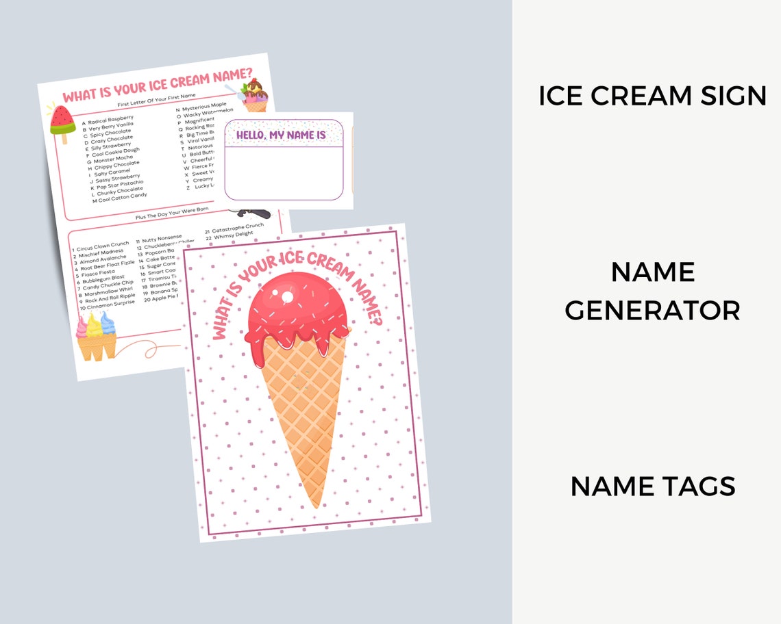 Ice Cream Name Game, What is Your Ice Cream Name, Birthday Party Game ...