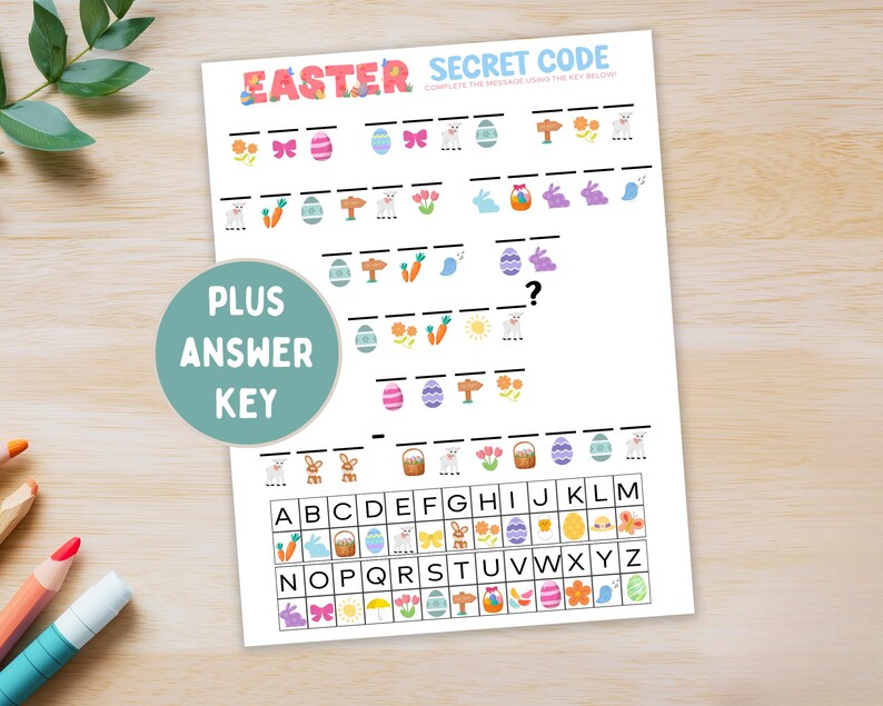 Easter Games Printable, Decoder Activity for Kids, Easter Jokes, Secret ...