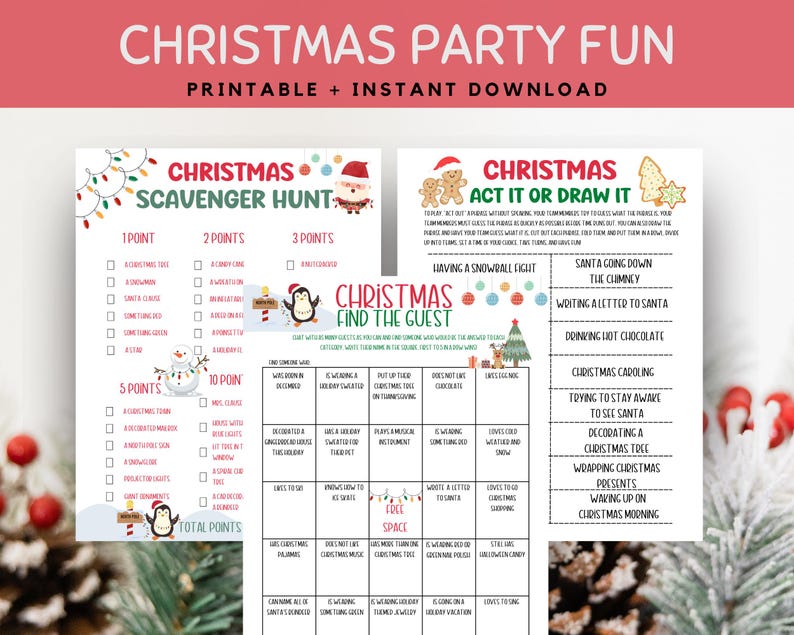 Downloadable Christmas Party Games, Christmas Scavenger Hunt, Find the ...