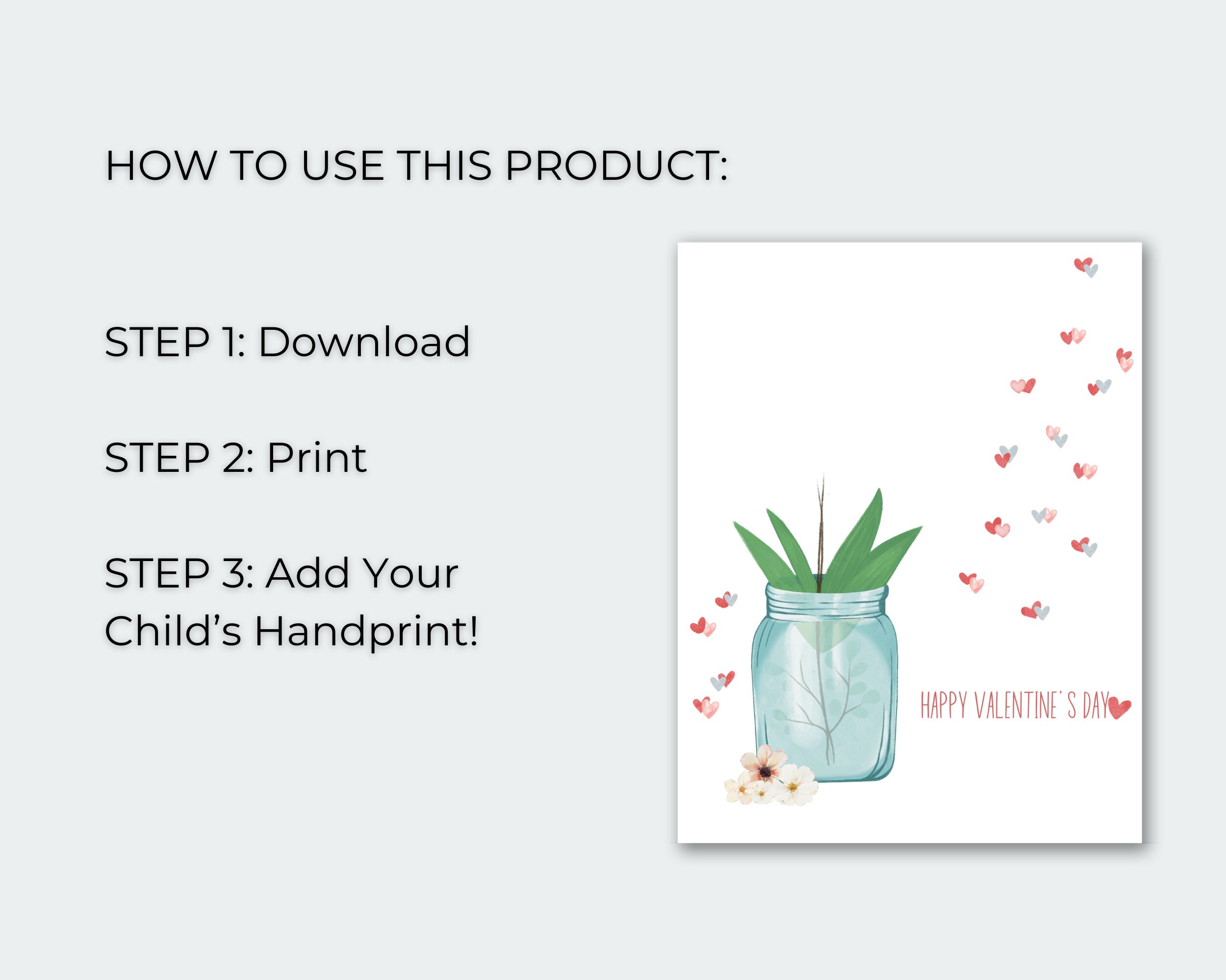 Valentine's Day Handprint, Flower Vase Handprint Art, Valentine's Day ...