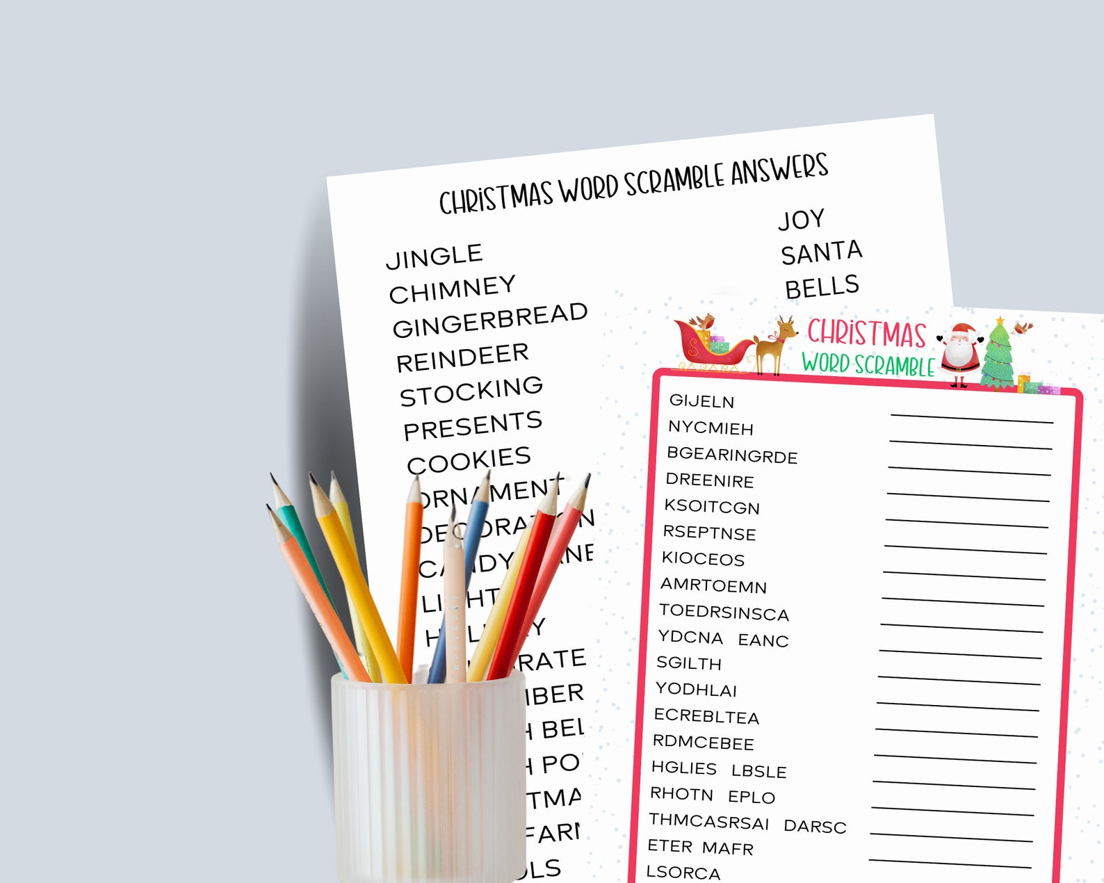 Christmas Word Scramble, Printable Holiday Word Scramble, Holiday ...