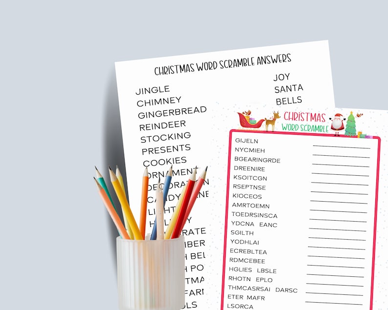 Christmas Word Scramble, Printable Holiday Word Scramble, Holiday ...