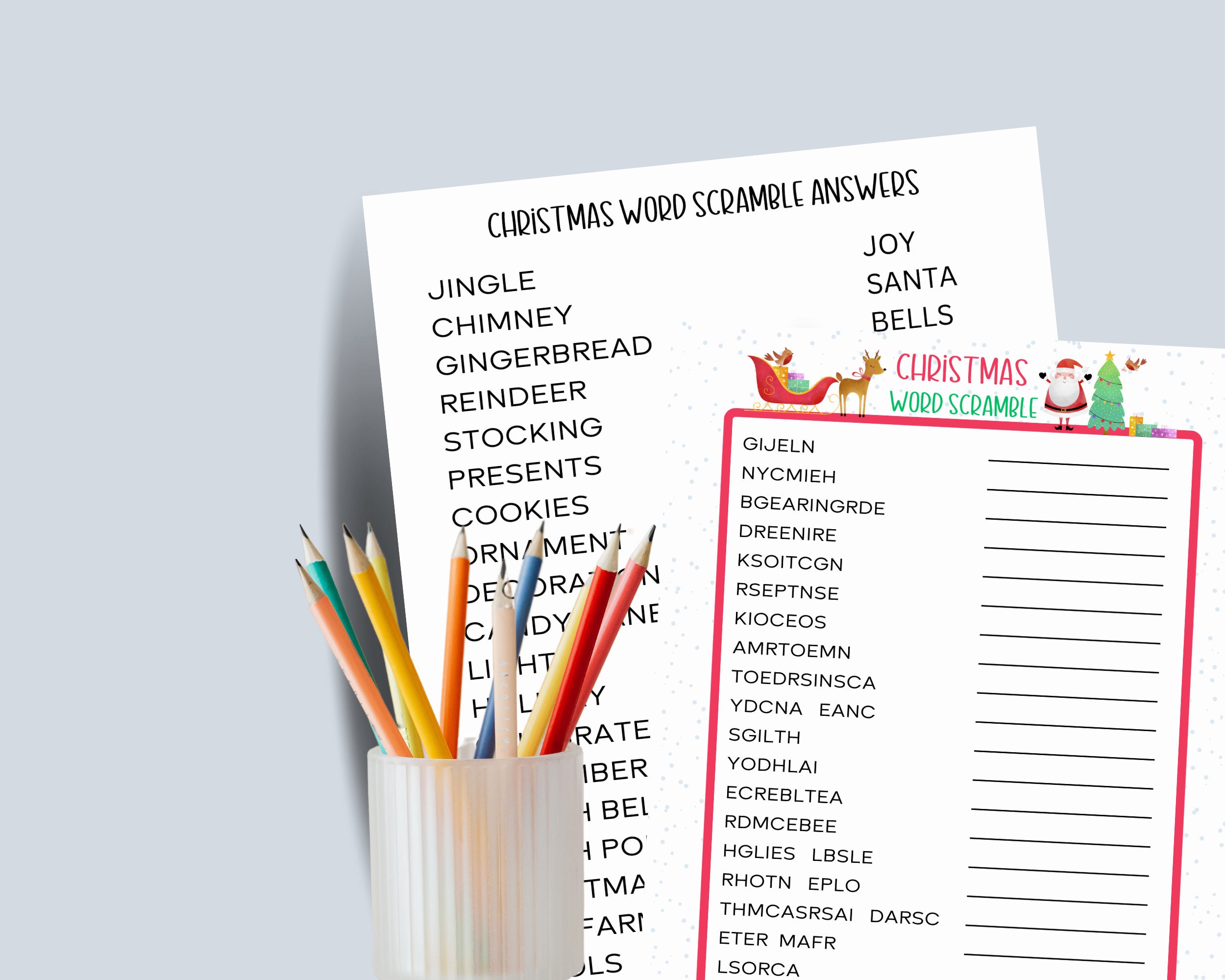 Christmas Word Scramble, Printable Holiday Word Scramble, Holiday ...