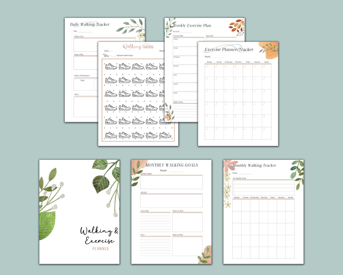 Walking Tracker Printable, Walking Challenge Printable, Monthly Walking ...
