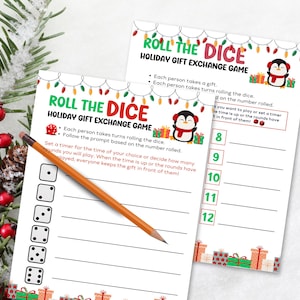 Christmas Gift Exchange Dice Game, Printable Holiday Office Party, Pass ...