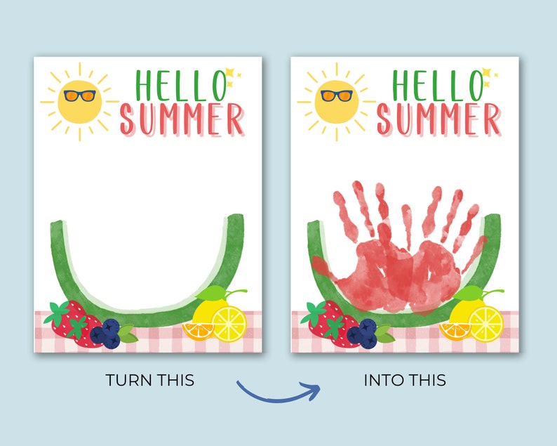 Watermelon Handprint Summer Art, Kids Craft Activity (PDF), Preschool ...