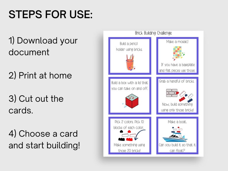 Building Blocks Cards,kids Building Block Ideas,brick Building ...