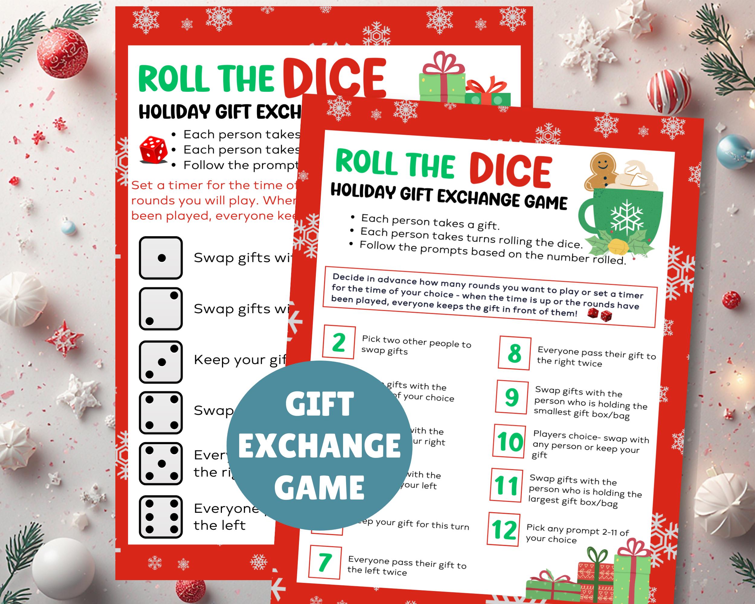Christmas Gift Exchange Dice Game, Printable Holiday Office Party, Pass ...