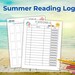 Printable Summer Reading Log for Kids, Book Tracker, Summer Reading ...
