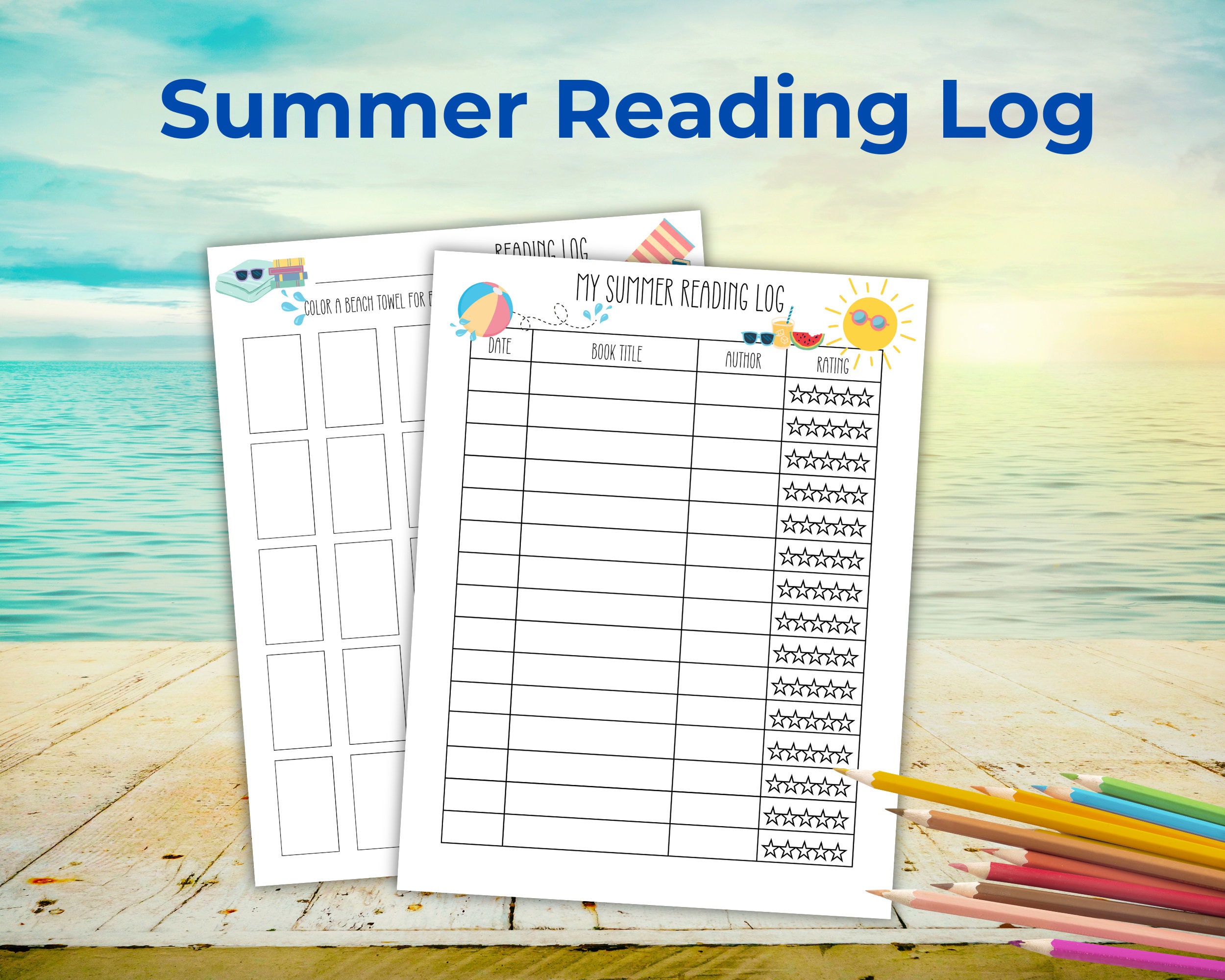 Summer Reading Log, Daily Reading Chart, Reading Minutes Log, Book Log ...