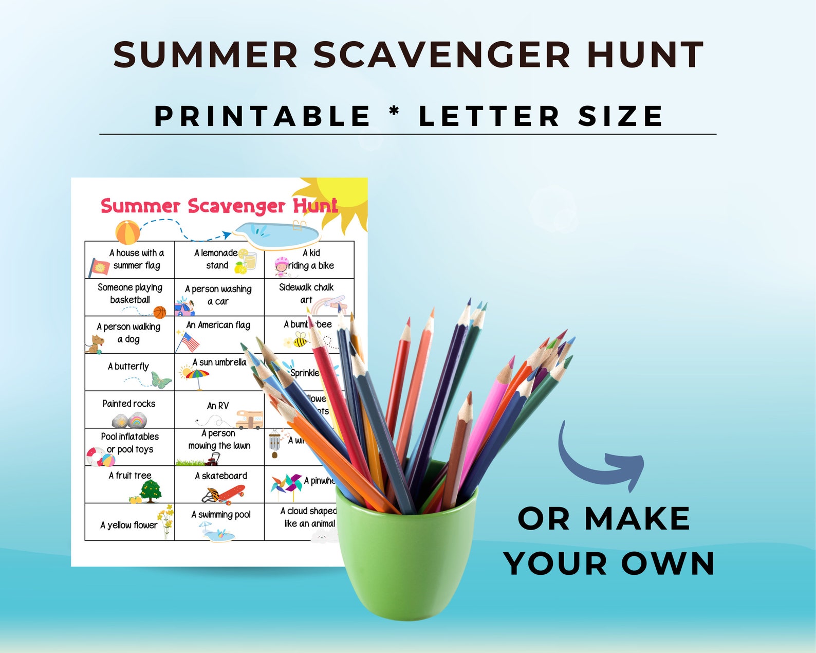 Summer Outdoor Scavenger Hunt, Backyard Scavenger Hunt, Fun Summer ...