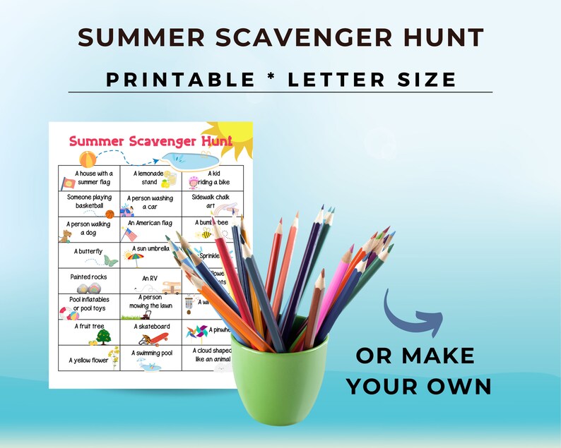 Summer Outdoor Scavenger Hunt, Backyard Scavenger Hunt, Fun Summer ...