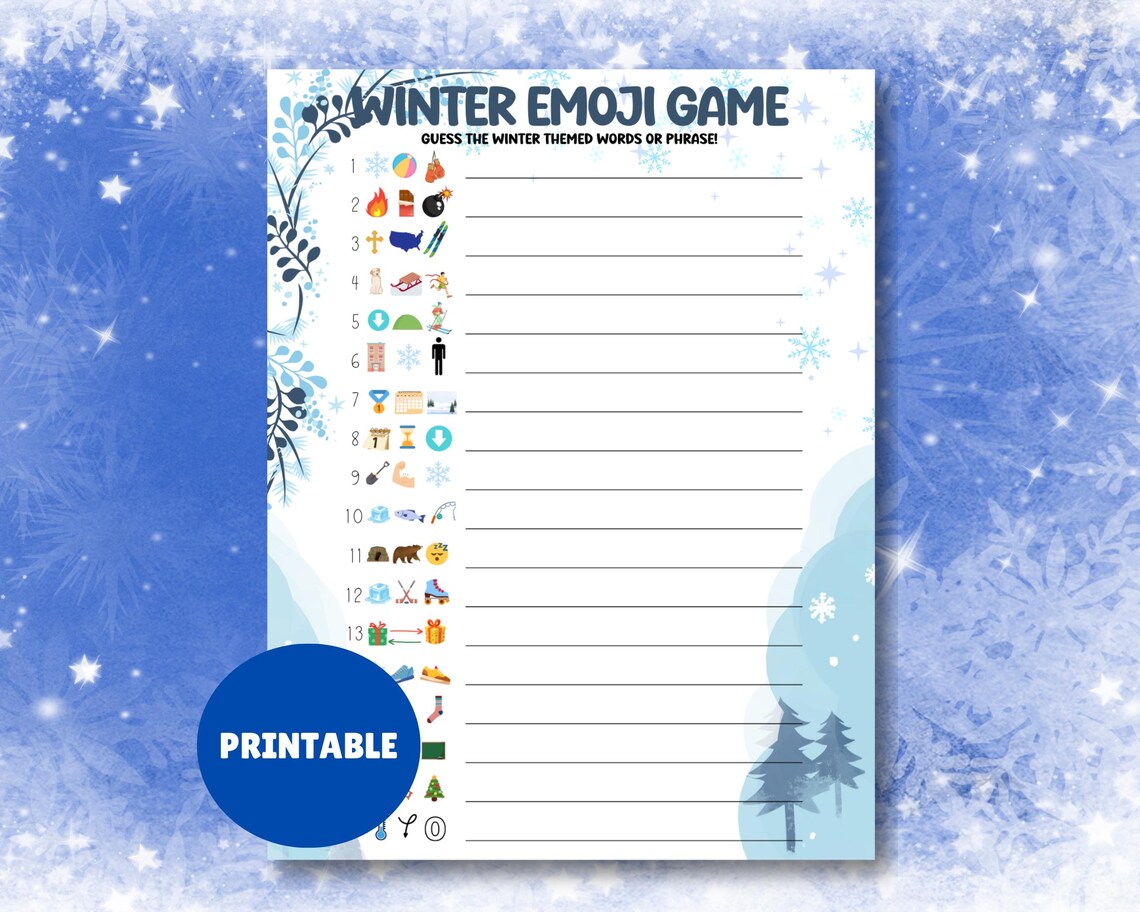 Winter Emoji Game, Printable Holiday Icebreaker (PDF), Guess the Phrase ...